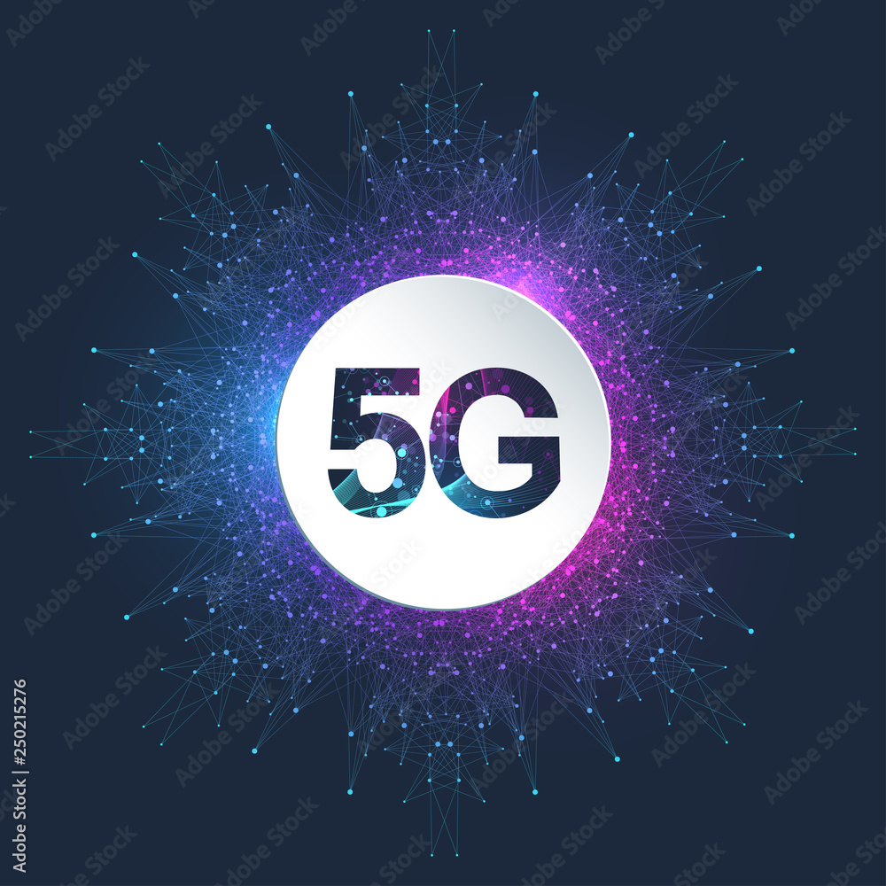 5G Logo network wireless systems and internet vector illustration. 5G ...
