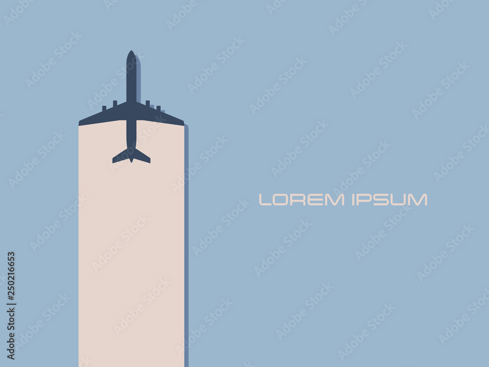 Airplane traveling vector concept with plane flying across frame ...