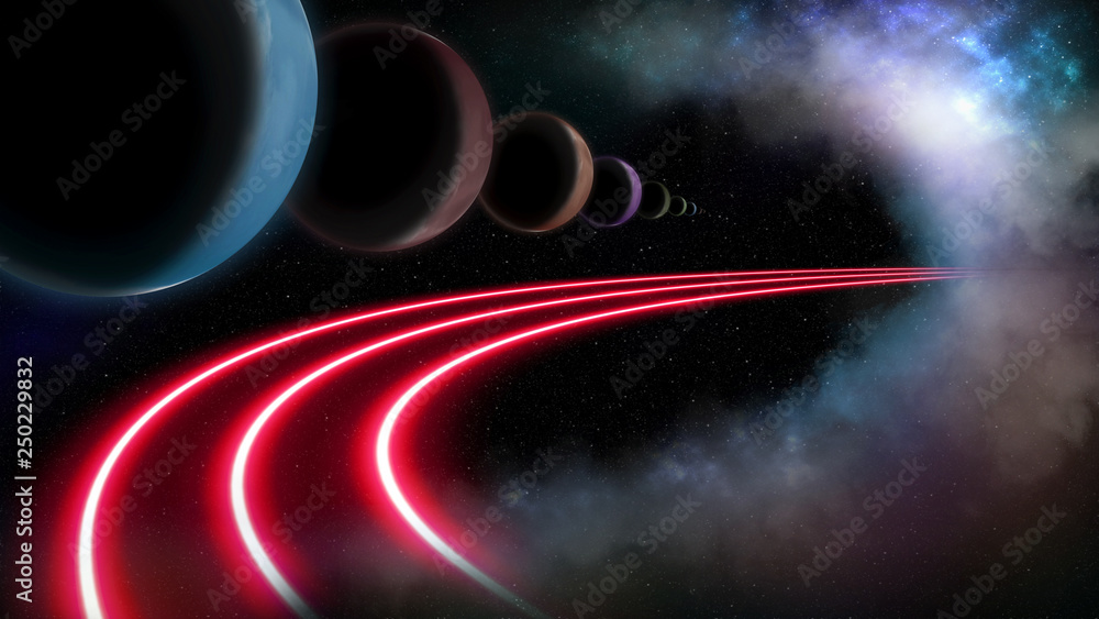 Colorful Galaxy Planets And Stars