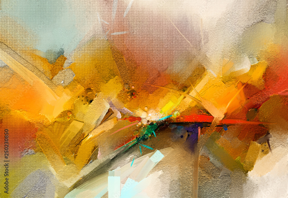 Abstract colorful oil painting on canvas texture. Hand drawn brush ...
