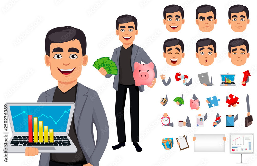 Handsome business man cartoon character Stock Vector | Adobe Stock