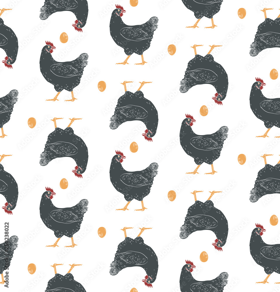 Chicken, hen, roster, egg seamless background texture pattern seamless ...