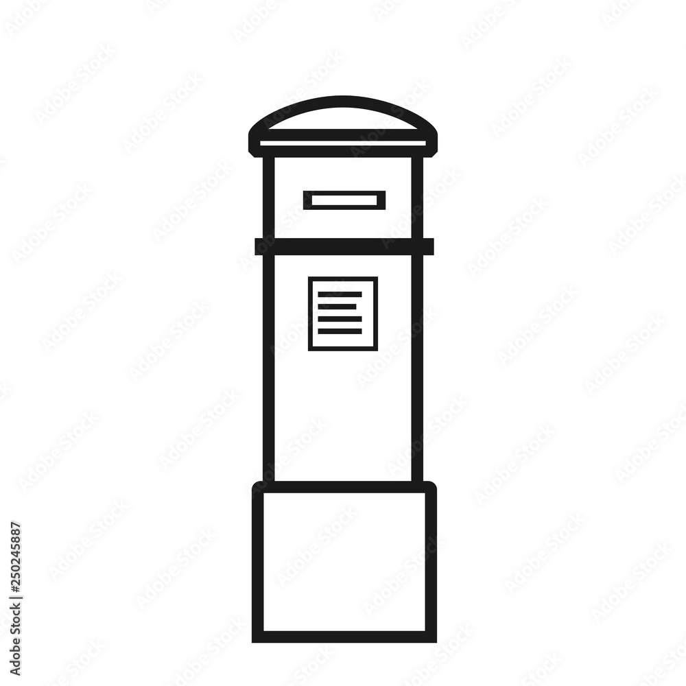 London letterbox outline icon. Clipart image isolated on white ...