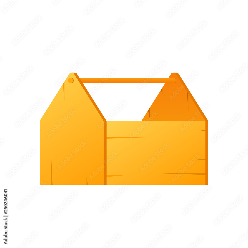 Empty wooden toolbox icon. Clipart image isolated on white background ...