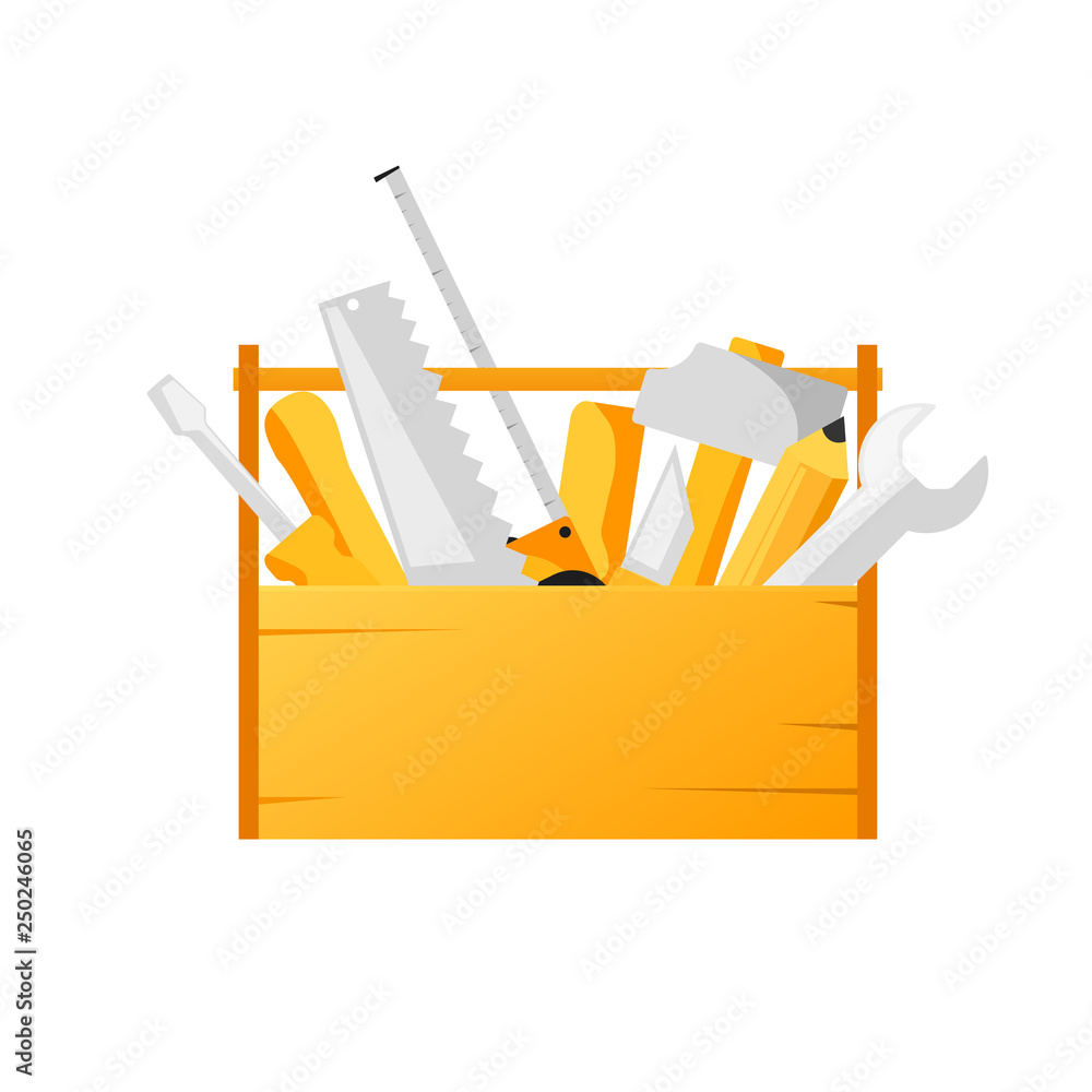 Toolbox with tools. Clipart image isolated on white background Stock ...