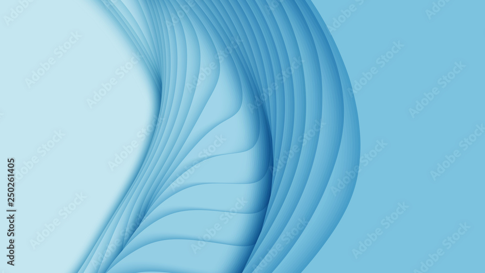 Vector 3D abstract background with paper cut shapes. Blue carving art ...