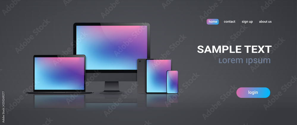 electronic devices mockup set laptop monitor tablet and smartphone with ...
