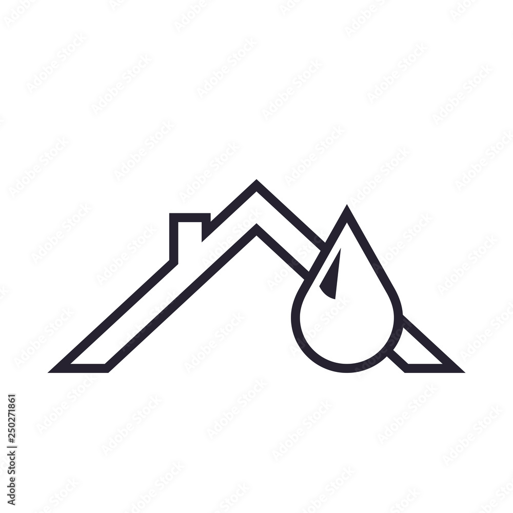 Ceiling leak outline icon. Water damage clipart image isolated on white ...
