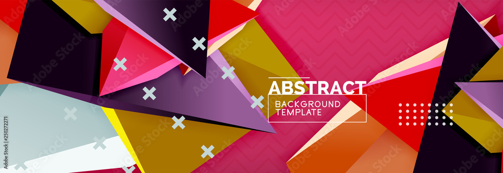 3d triangular shapes geometric background. Origami style pattern with ...