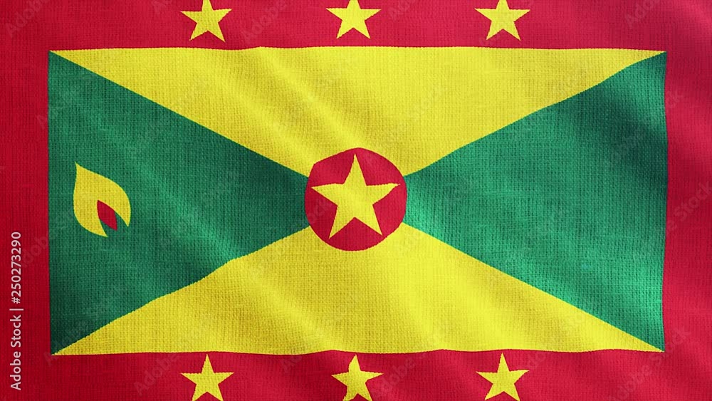 Grenada flag is waving 3D illustration. Symbol of Grenada national on ...