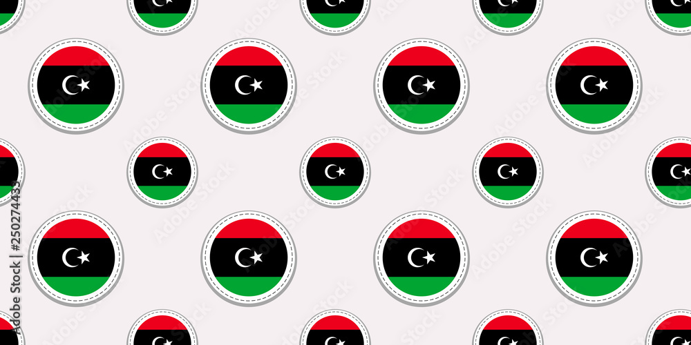 Libya round flag seamless pattern. National symbols background. Vector ...