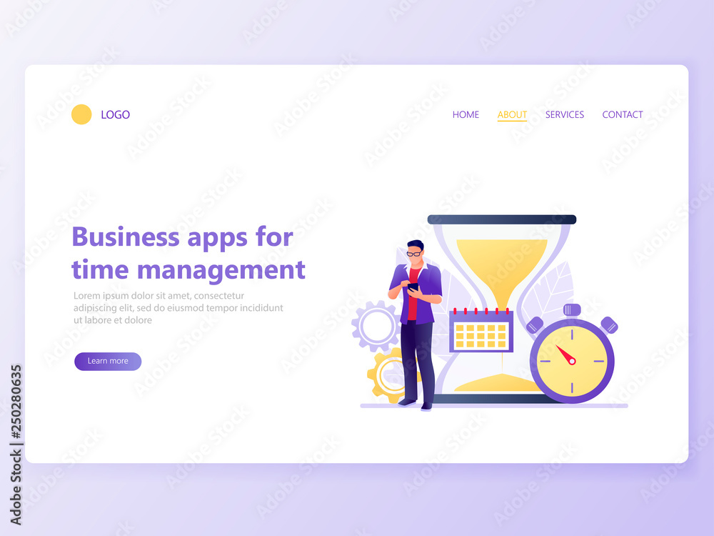 Landing website page template of Time management, planning and ...