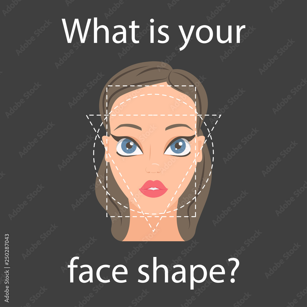 Forms of a female face. Different types of face people. Vector ...