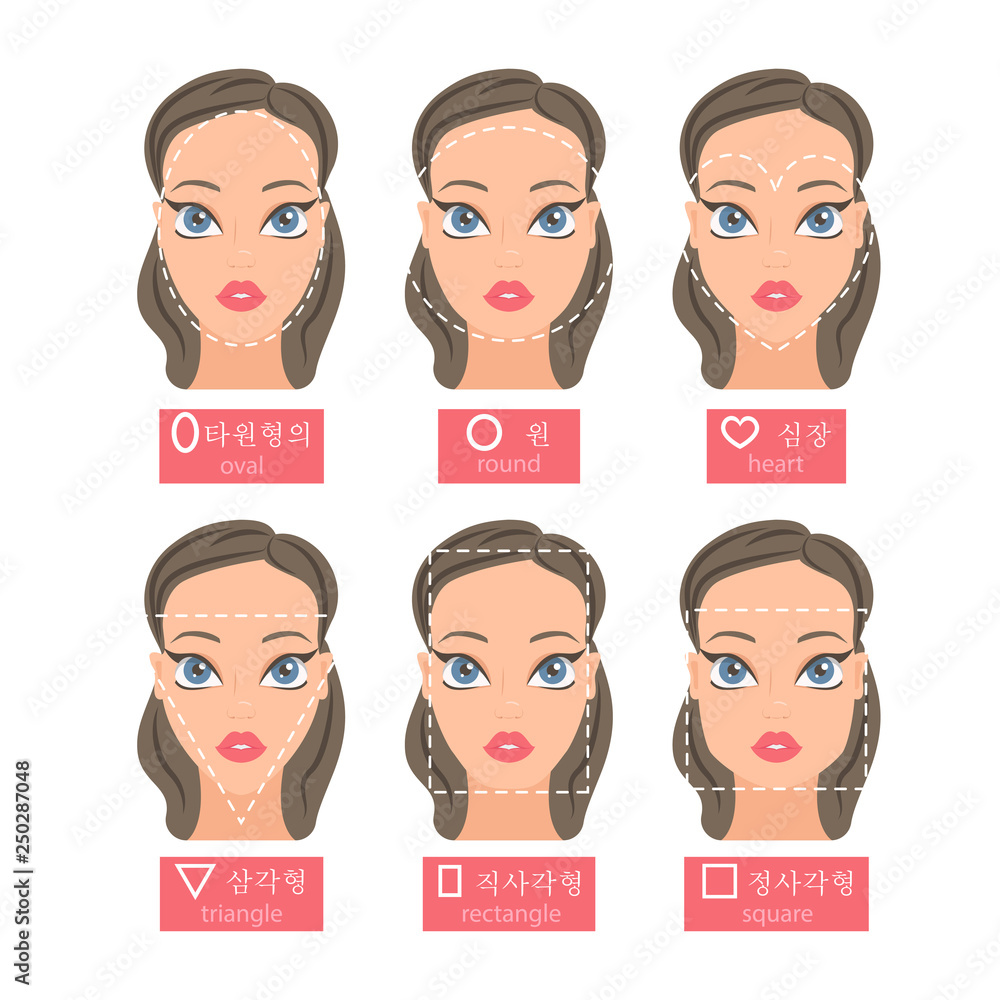 A set of basic geometric face shapes. Different types of face people ...