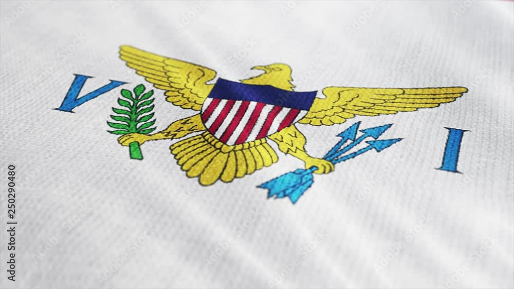 United States of Virgin Islands flag is waving 3D illustration. Symbol ...