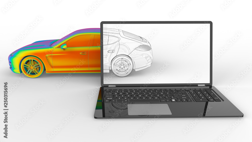 3d Render Car Finite Element Analysis Concept Stock Illustration