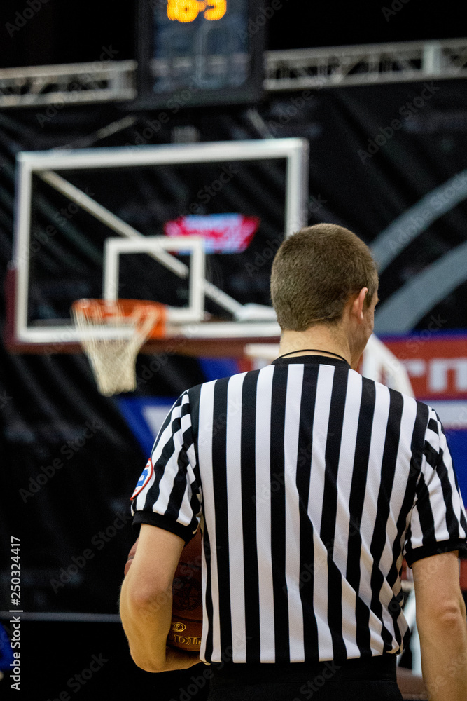 Basketball Sports Referee In Uniform Spotting A Game For A Championship ...