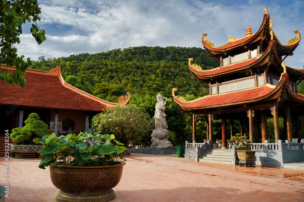 Vietnam travel. Ho Quoc Pagoda at Phu Quoc Island. Beautiful Famous ...