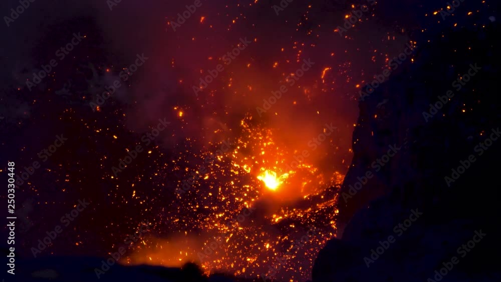 Video Stock CLOSE UP: Glowing hot magma bursting out of the active ...