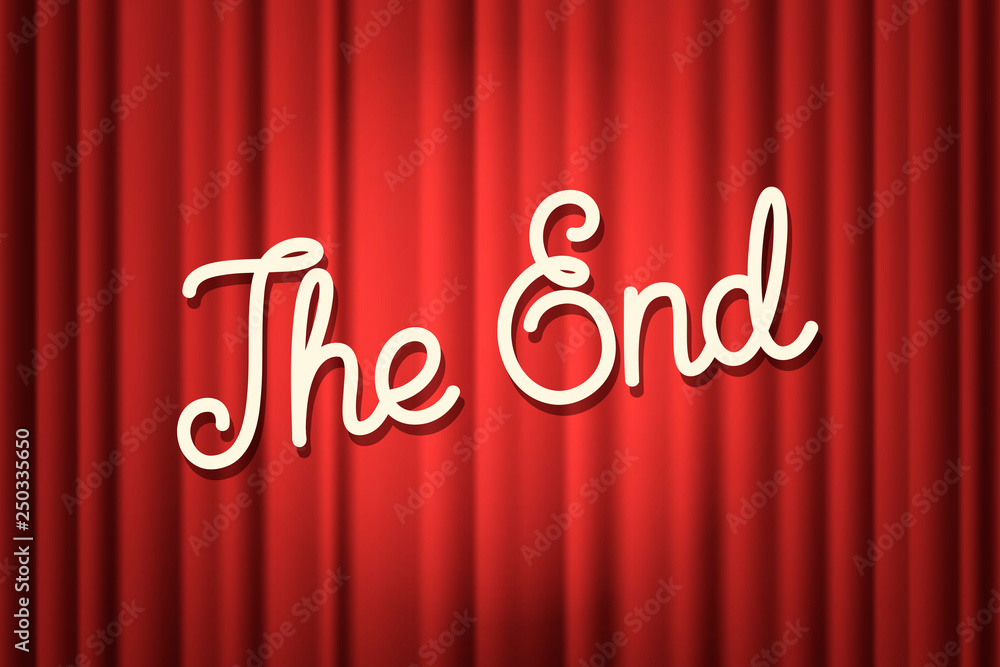 Red Stage Curtain With The End Text With Gradient Mesh, Vector ...