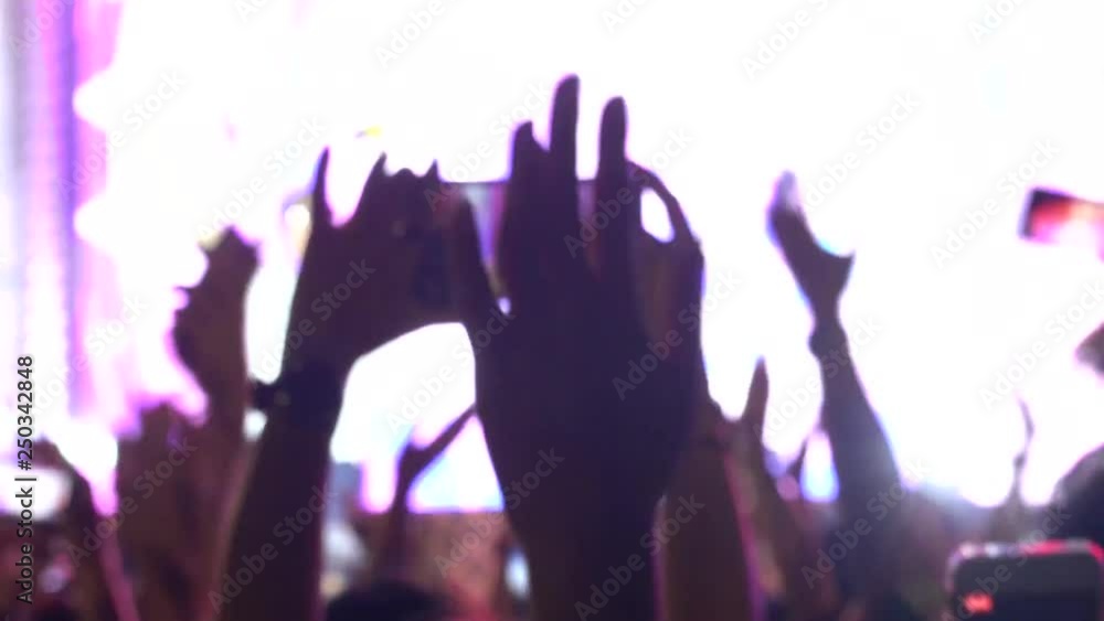 Blurred Concert Crowd at Music Festival. Crowd people dancing Rock ...