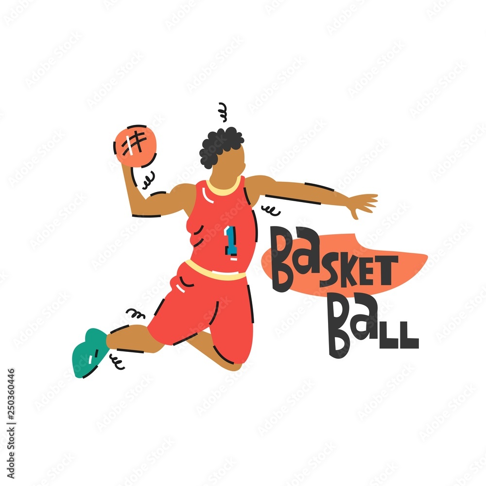 Handdrawn vector illustration of a basketball player. Cartoon sketch ...
