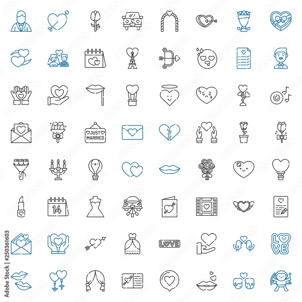 romantic icons set Stock Vector | Adobe Stock