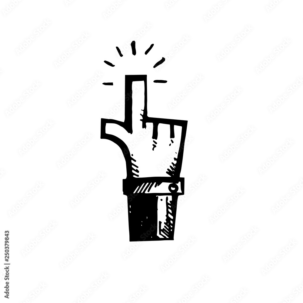 Icon black Hand drawn Simple outline Control switch Symbol. vector ...