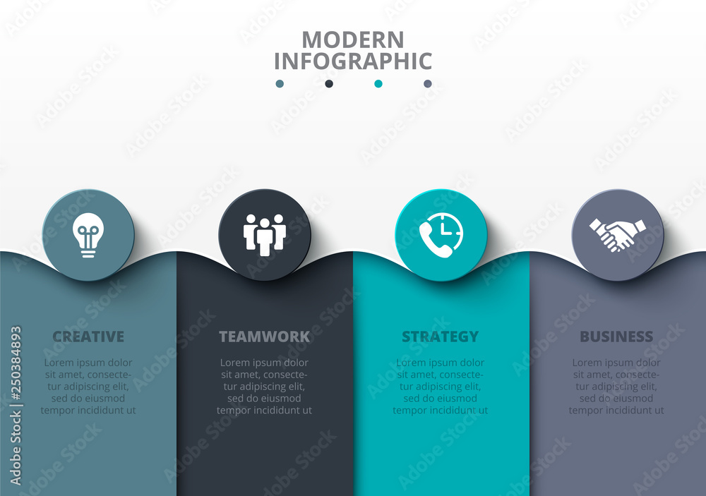 Vector rectangles with circles. Presentation template with 4 options or ...