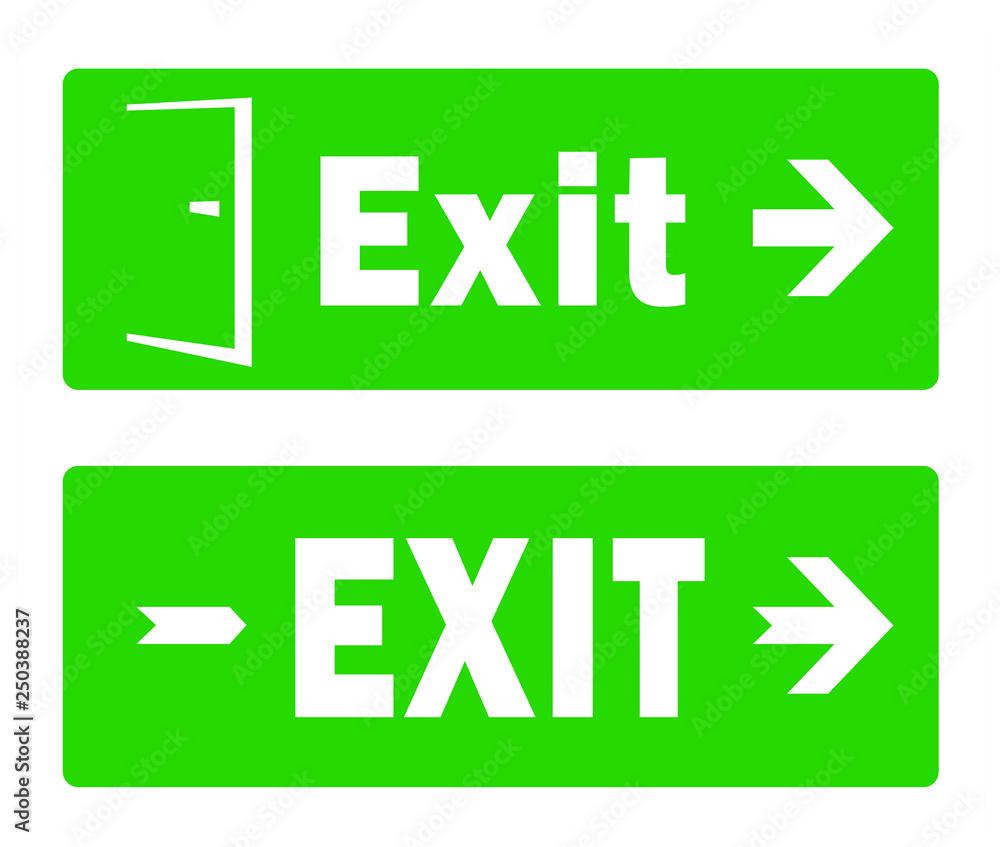 Green Exit Sign with Door Stylish Design - Safety Signs with Arrows ...