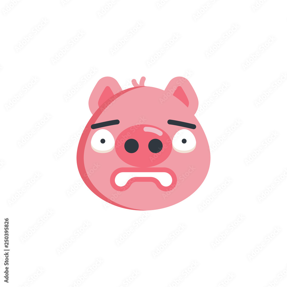 Sad piggy face emoji flat icon, vector sign, colorful pictogram ...