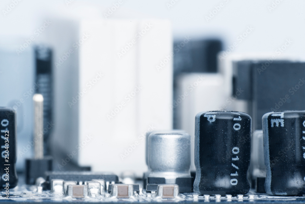 Poster Electronic components are mounted on the device board Toned ...