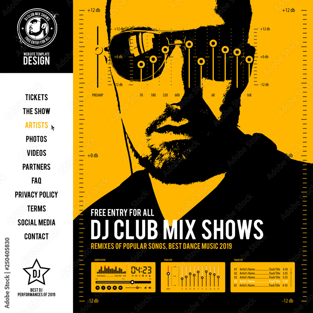 website template design for dj performances, dance club mix shows ...