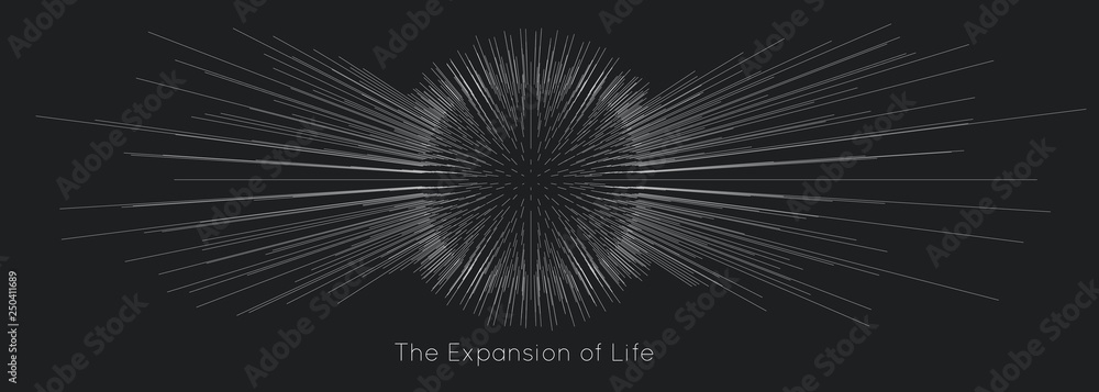 Expansion of life. Vector sphere explosion background. Small particles ...