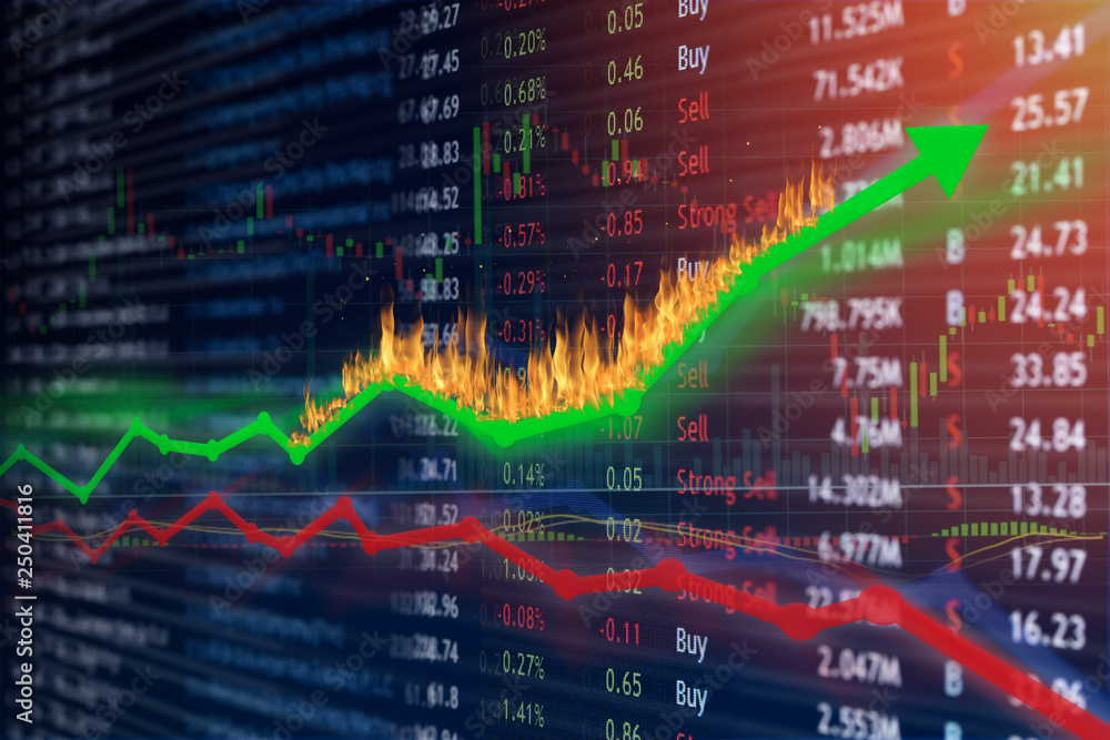 Stock market investment concept gain and profits with candlestick ...