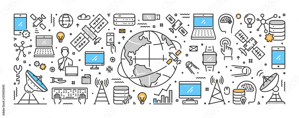 Vector line design concept for telecommunication Stock Vector | Adobe Stock