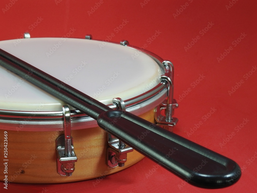 Tamborim and drumstick: a Brazilian percussion musical instrument. It ...