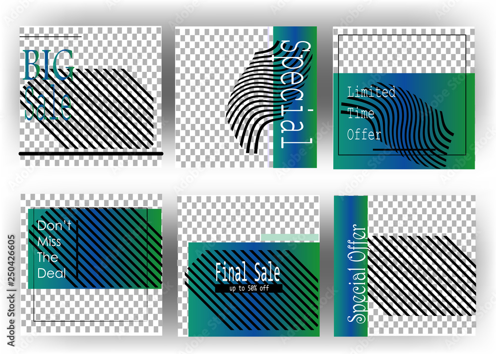 square layout templates for social media, mobile apps or banner design ...