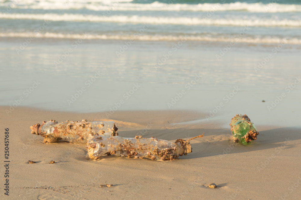 Plastic products clog nature more and more. Plastic bottle covered in ...