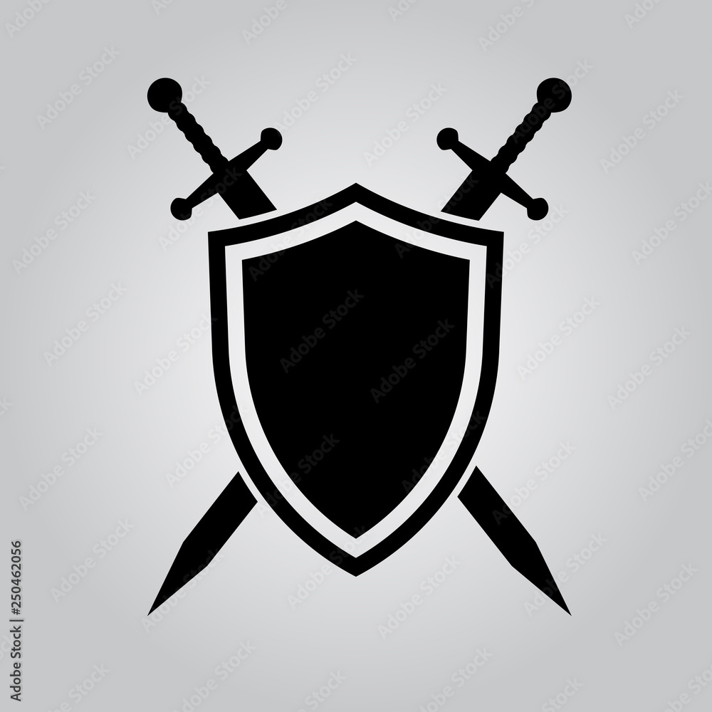 Shield and swords. Vector icon Stock Vector | Adobe Stock
