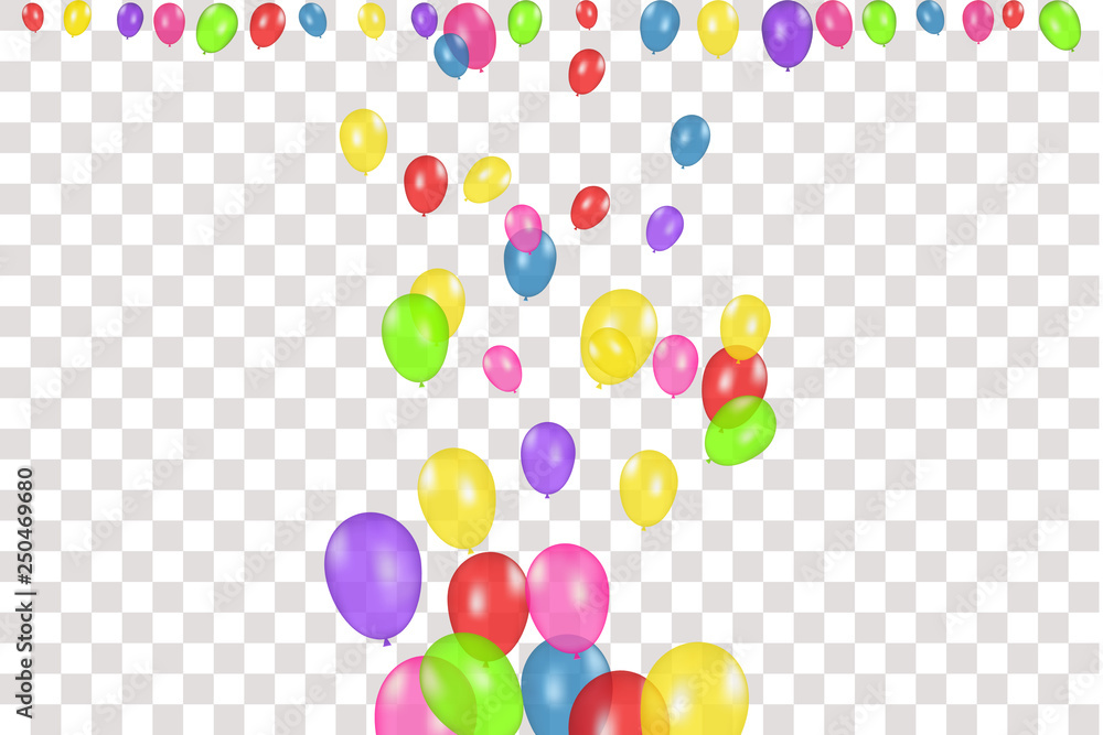 Color composition of vector realistic balloons isolated on transparent ...