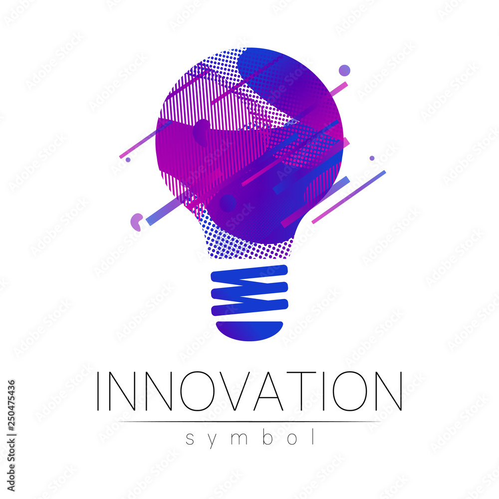 Logo sign of innovation in science. Lamp symbol for concept, business ...