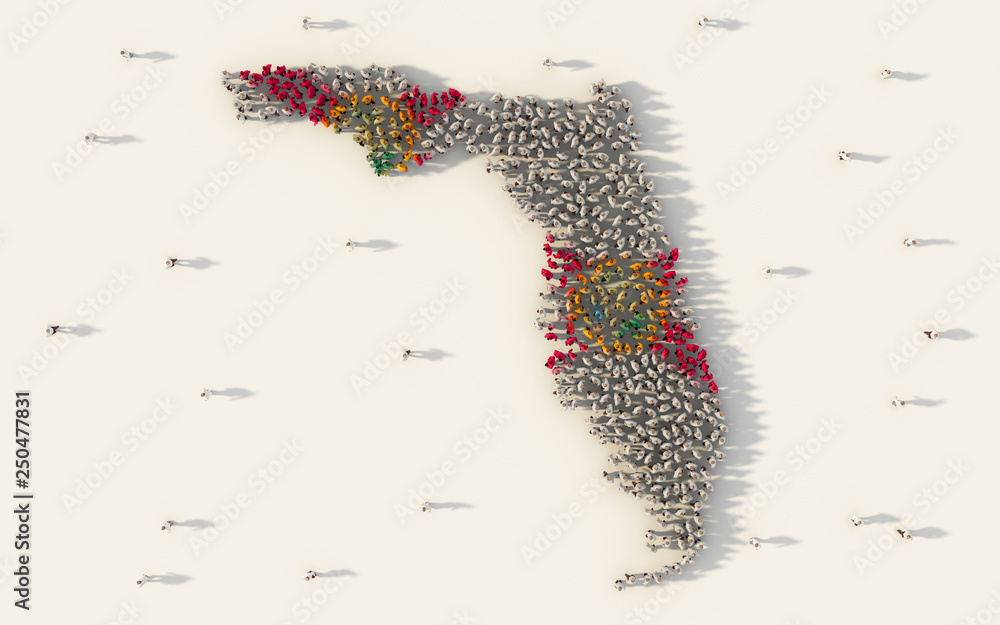 Large group of people forming Florida flag map in The United States of ...