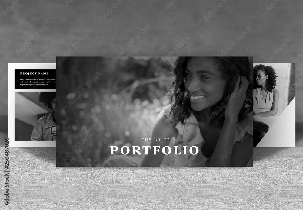 Black and White Portfolio Layout Stock Template | Adobe Stock