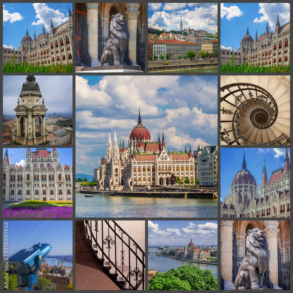 Collage of photos of sights of Budapest, Hungary Stock Photo | Adobe Stock