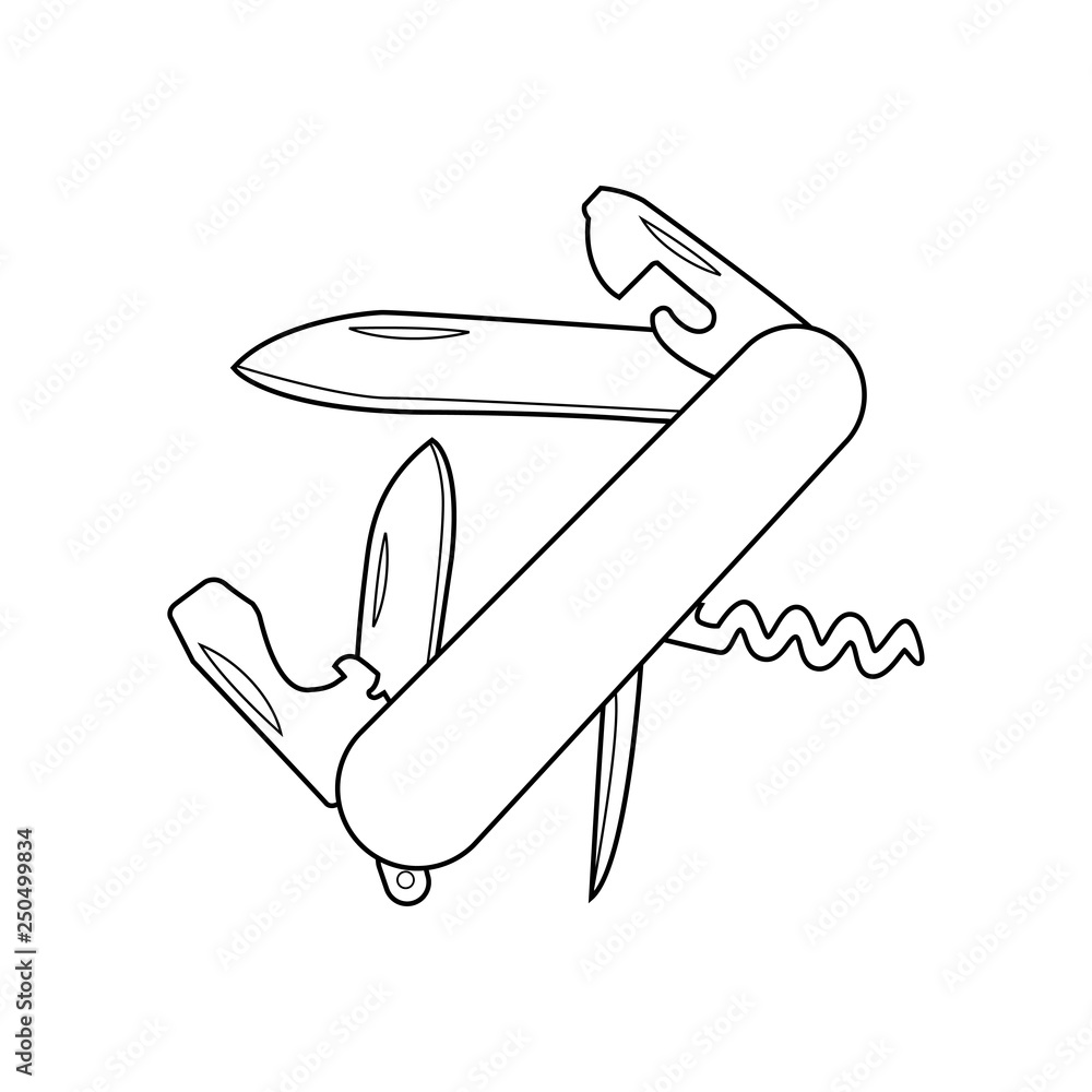 Icono plano lineal navaja multiusos en color negro Stock Vector | Adobe ...