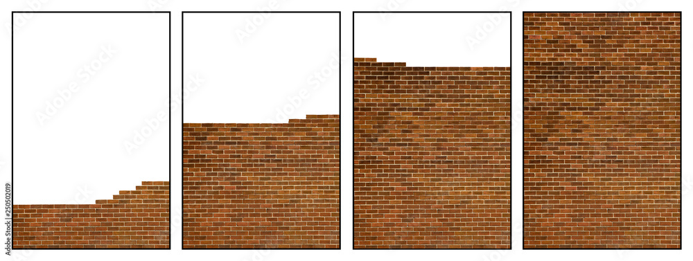 FOUR PICTURE SEQUENCE OF BRICK WALL BEING BUILT Stock Illustration ...
