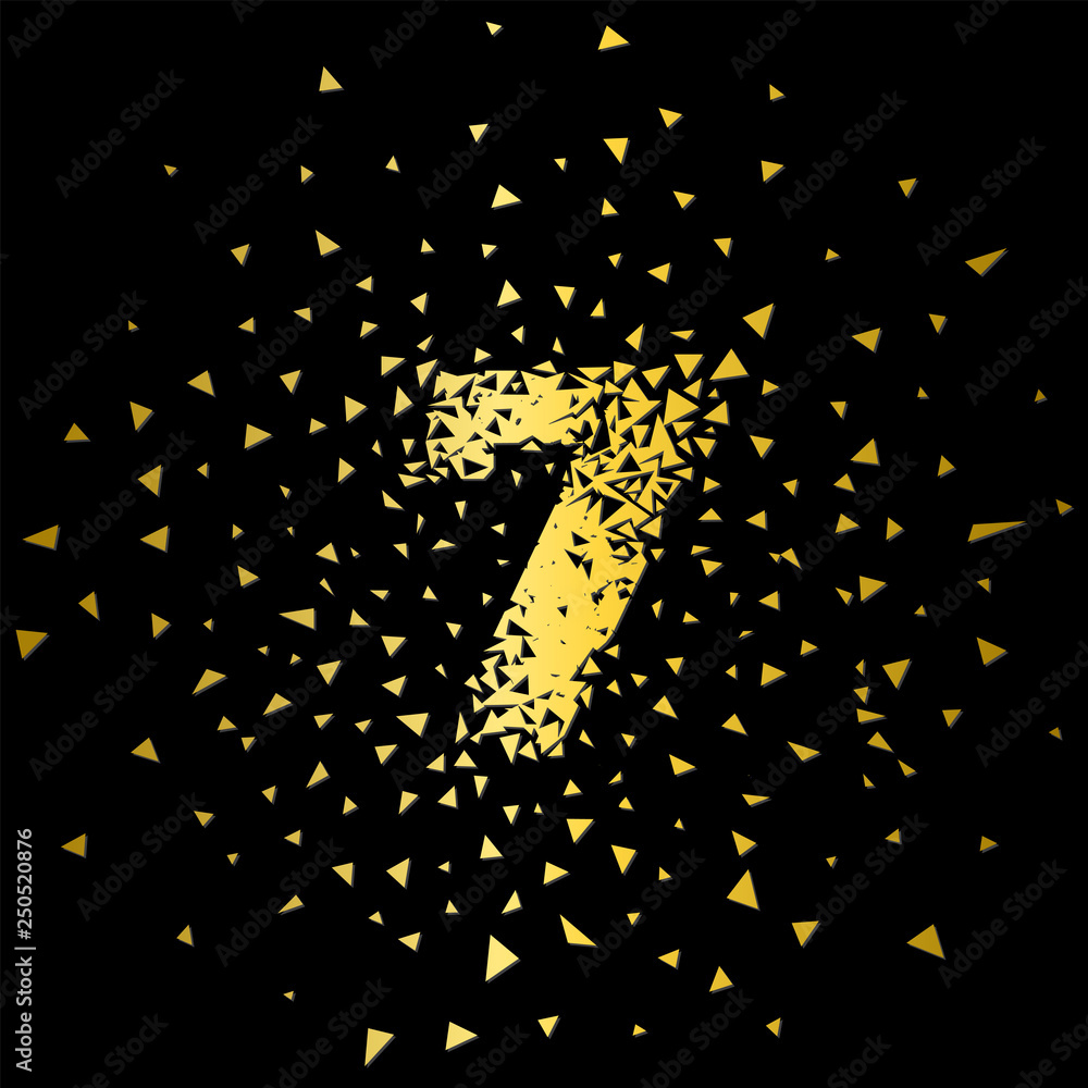 Broken numbers 7. Explosion effects. Vector and illustration. Stock ...