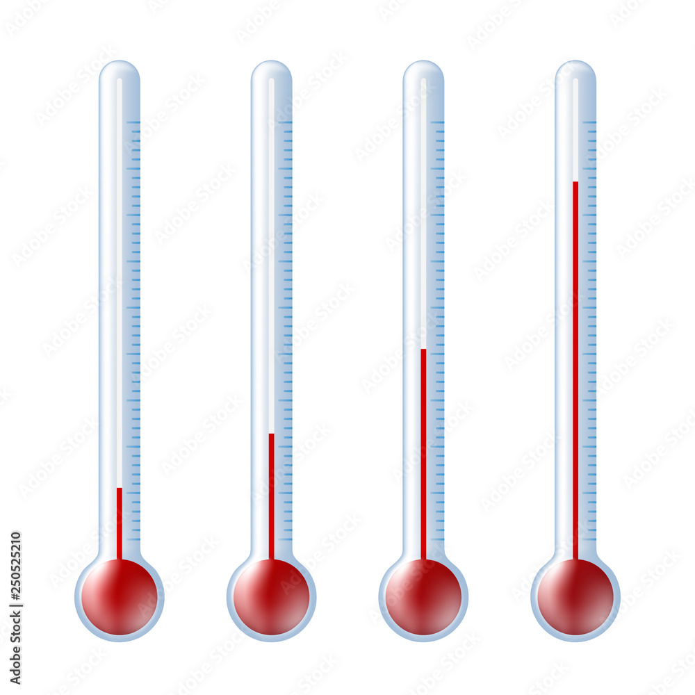 Beautiful realistic colorful thermometer growth chart vector on white ...