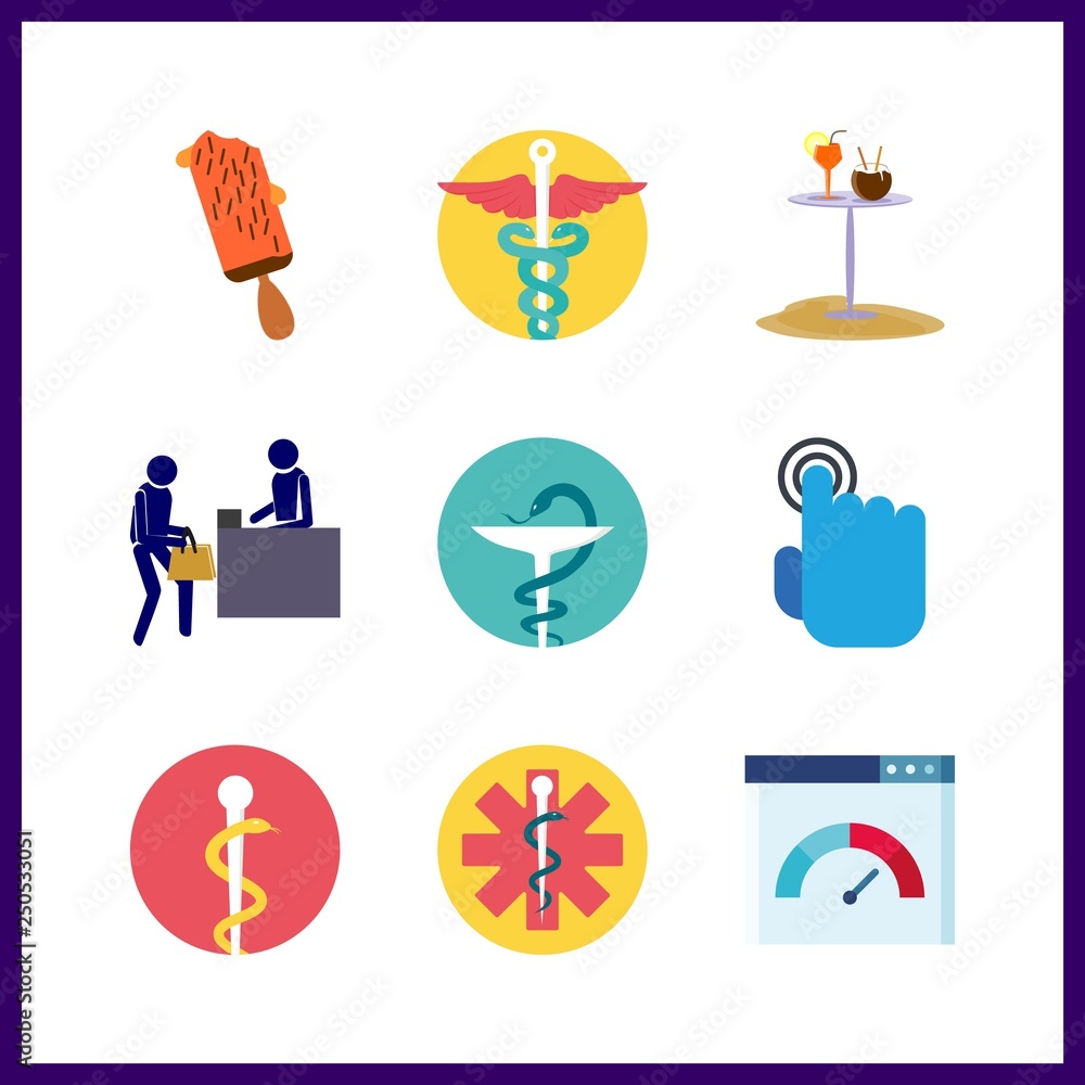 9 counter icon. Vector illustration counter set. ic cream and reception ...